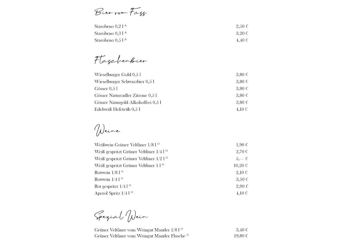 Speisekarte von Gasthaus Zur Edith restaurant, Wien