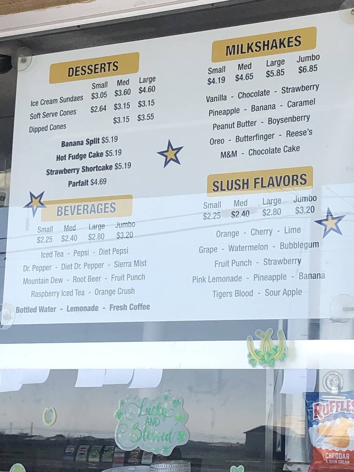 Menu at Generals Headquarters restaurant, Shafter