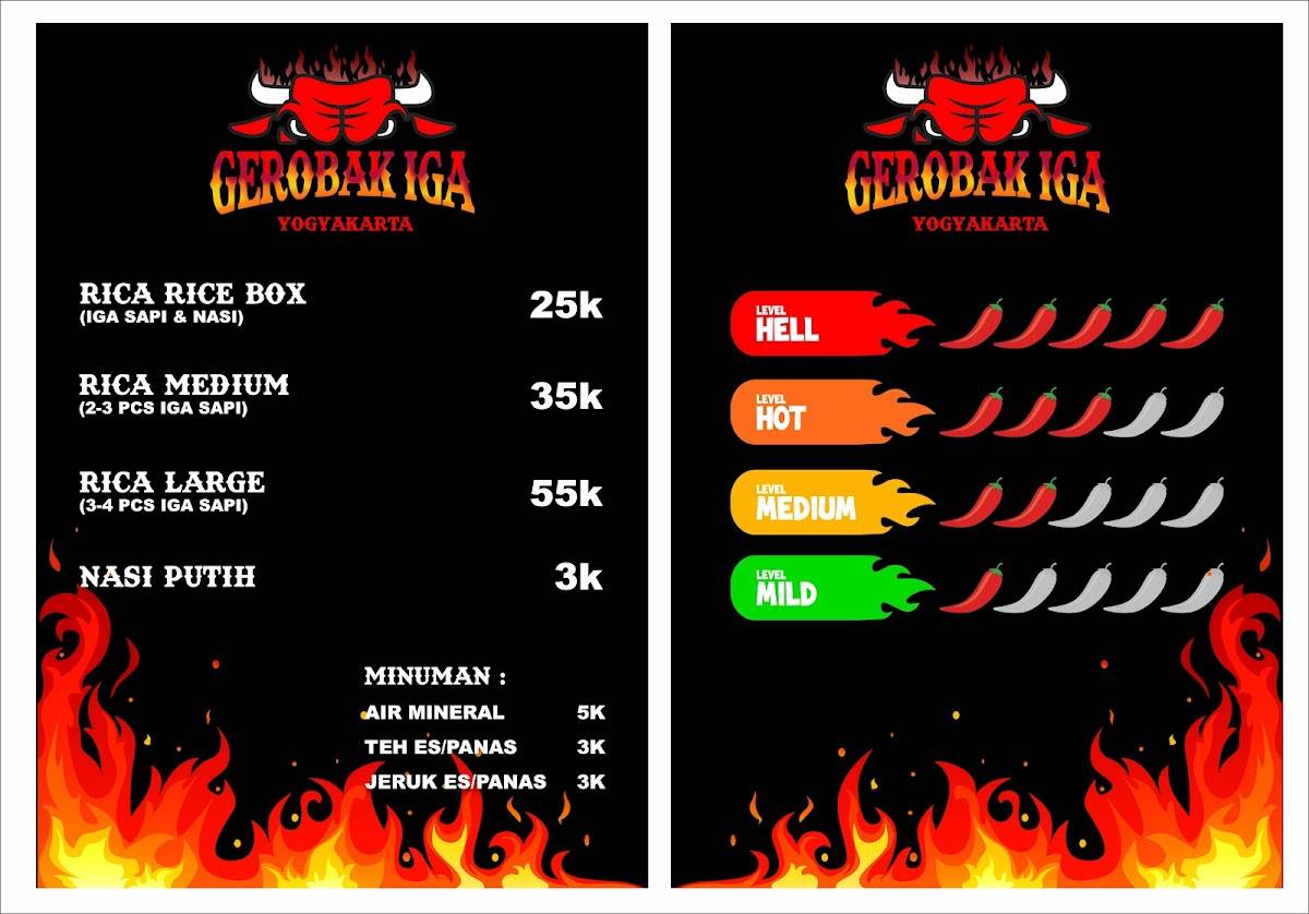 Menu at Gerobak Iga Yk, Yogyakarta