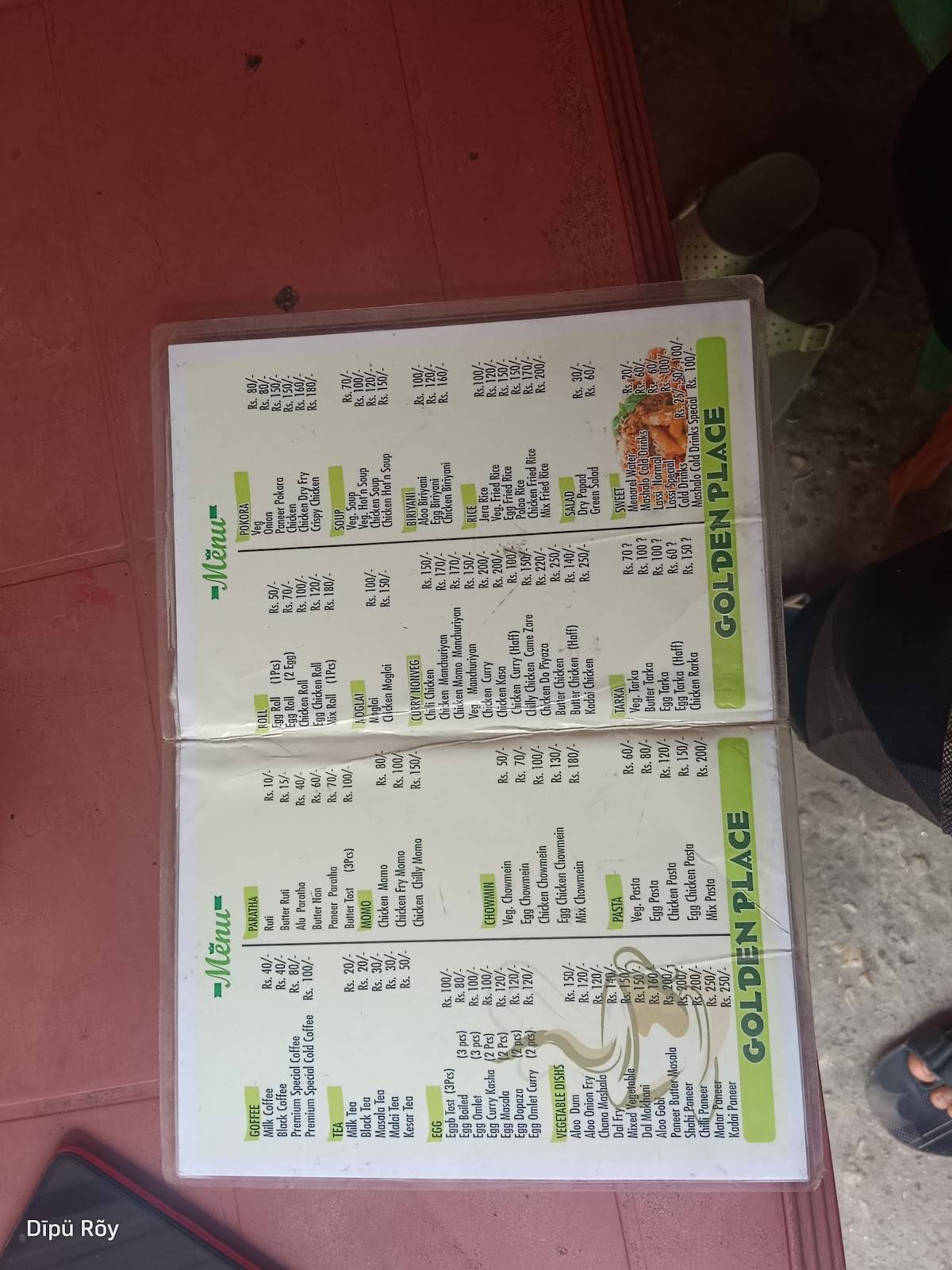 Menu at Golden Place, Dhupguri