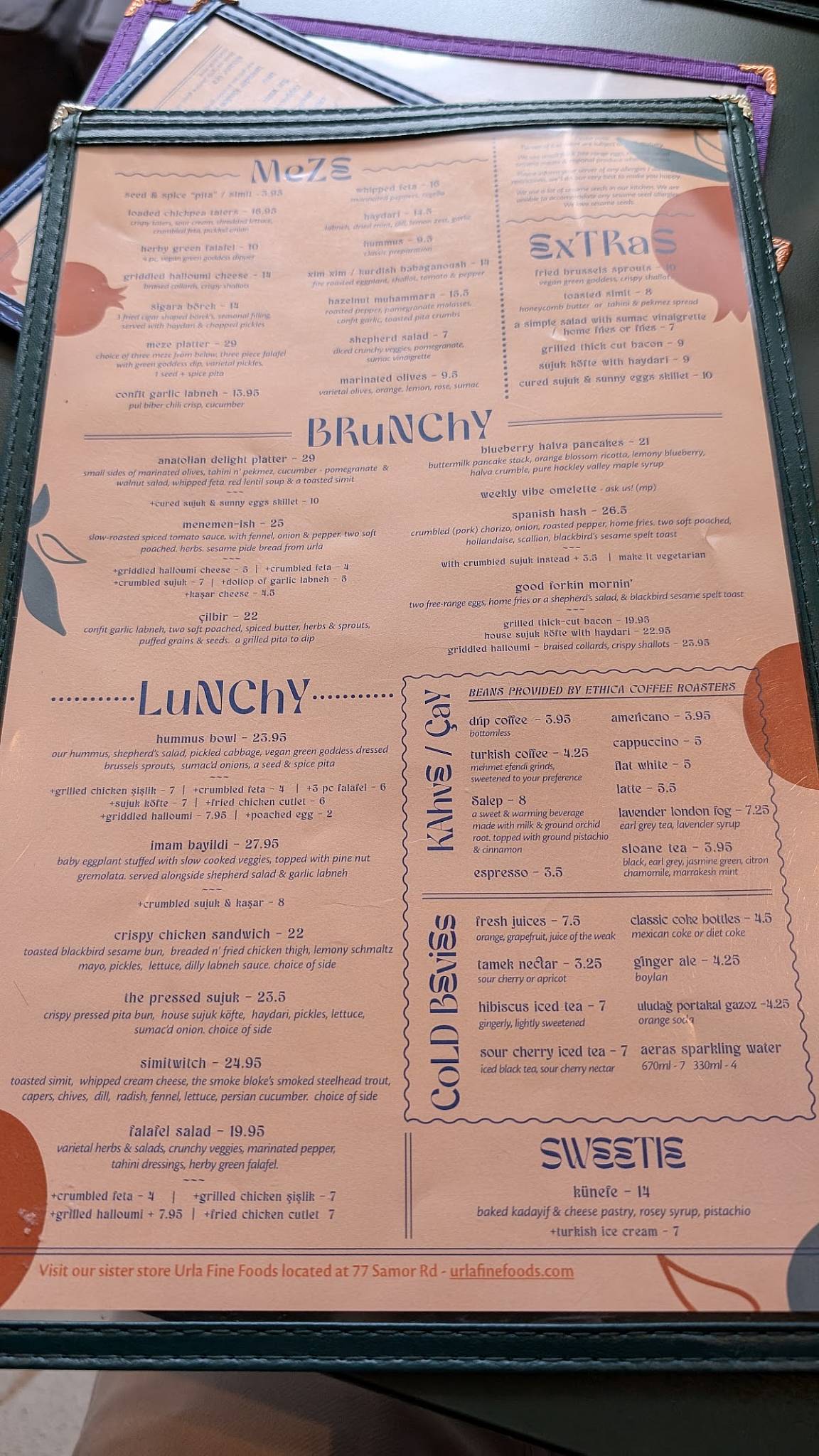 Menu at Good Fork restaurant, Toronto