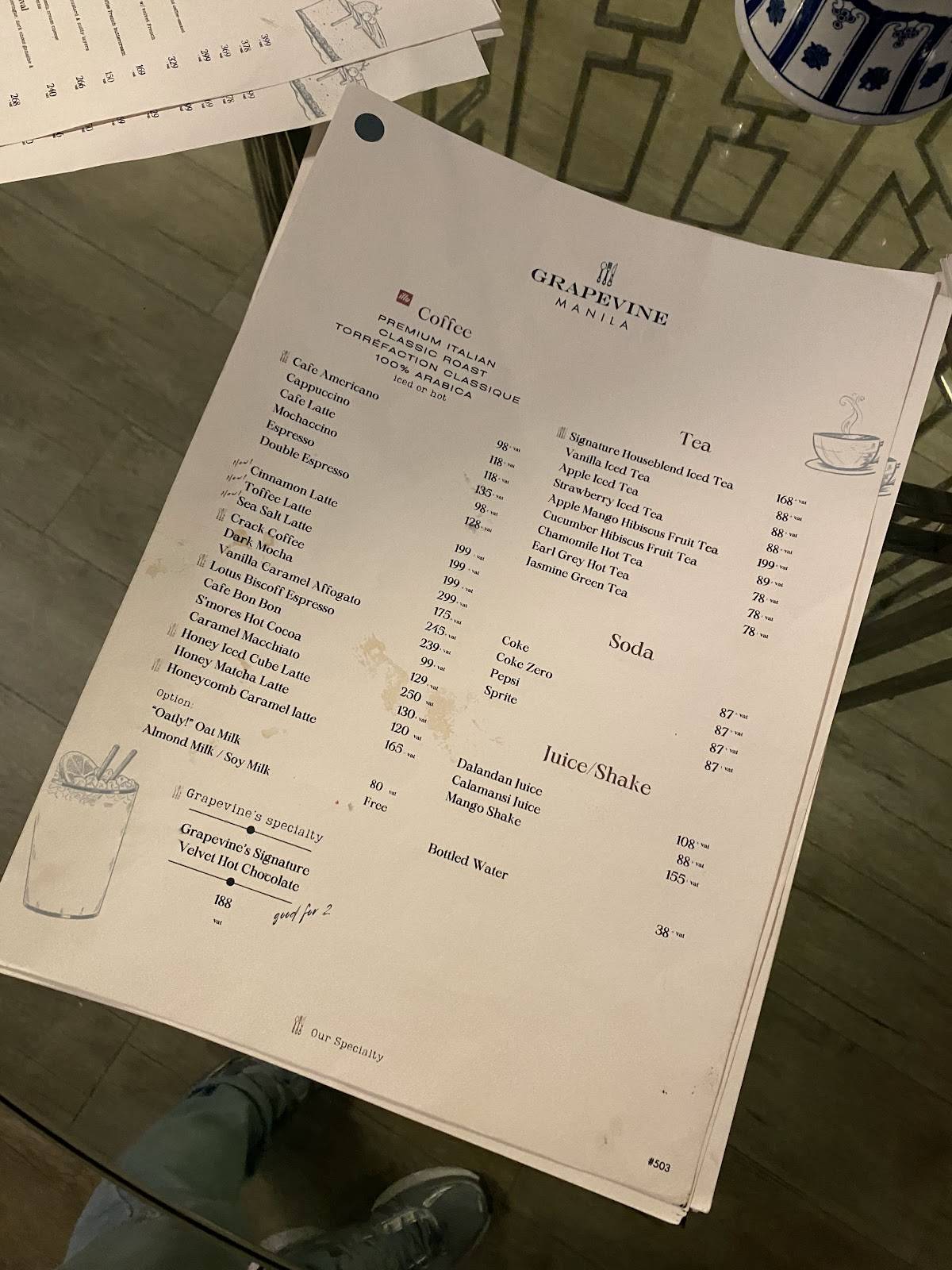 Menu at Grapevine Restaurant, Quezon City