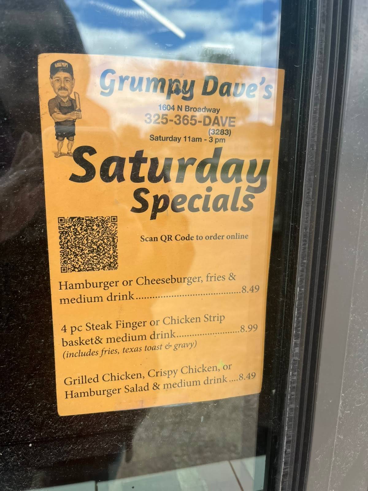 Carta del restaurante Grumpy Dave's, Ballinger