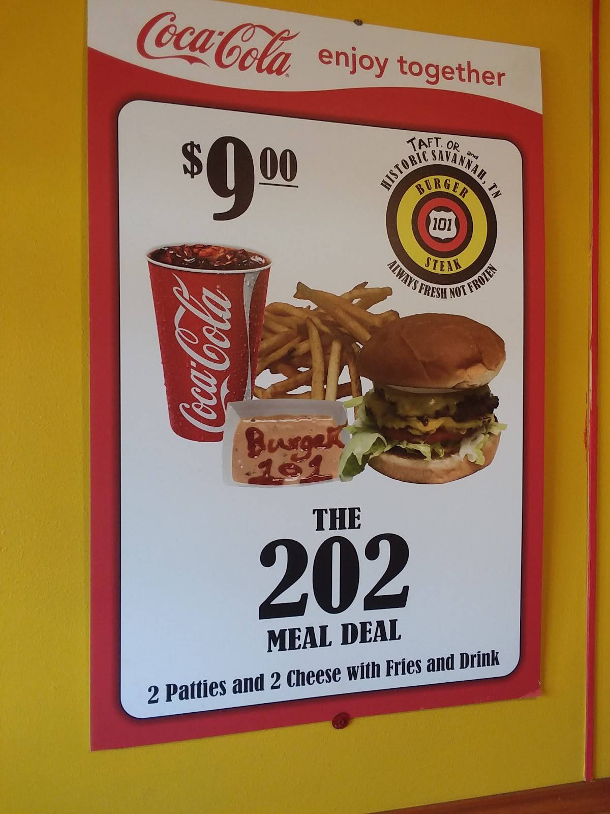Menu at HWY 101 Burger restaurant, Lincoln City, US-101