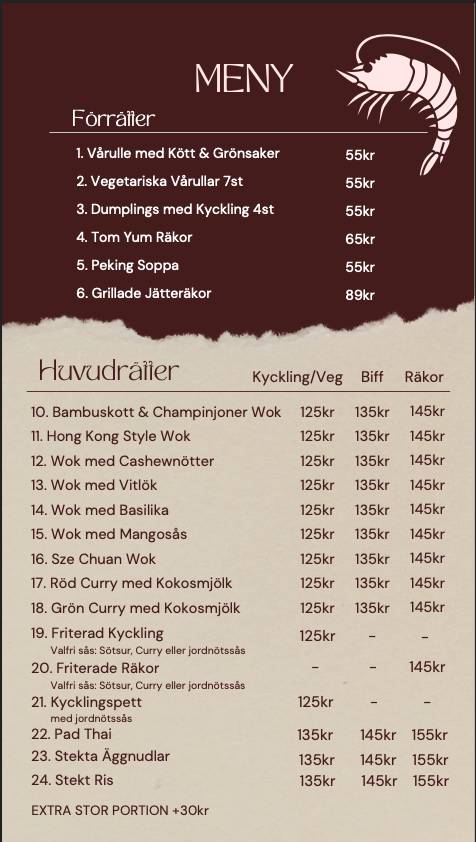 Menu at Hai Son Karlshamn restaurant, Karlshamn