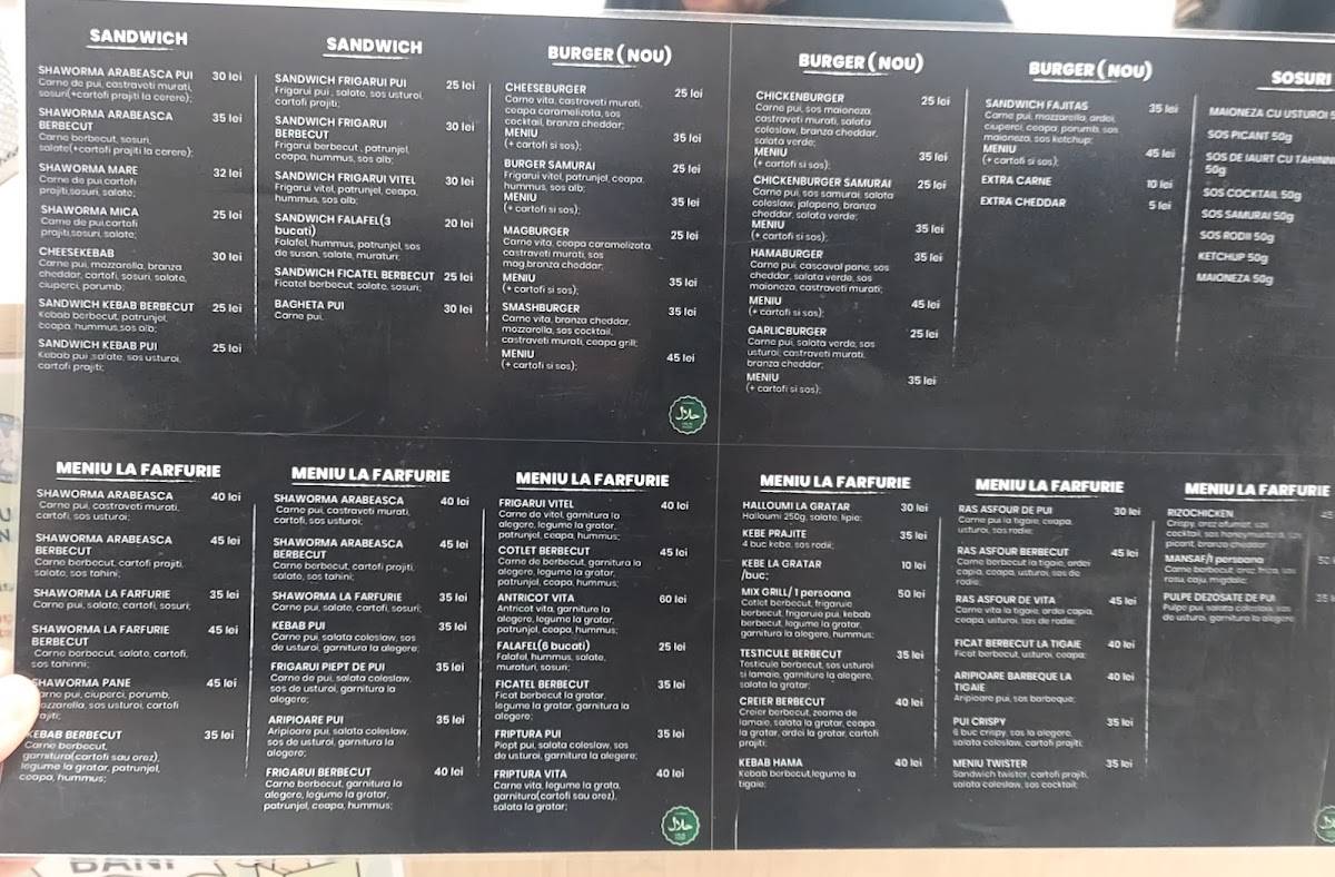 Menu at Hama Grill, Bucharest