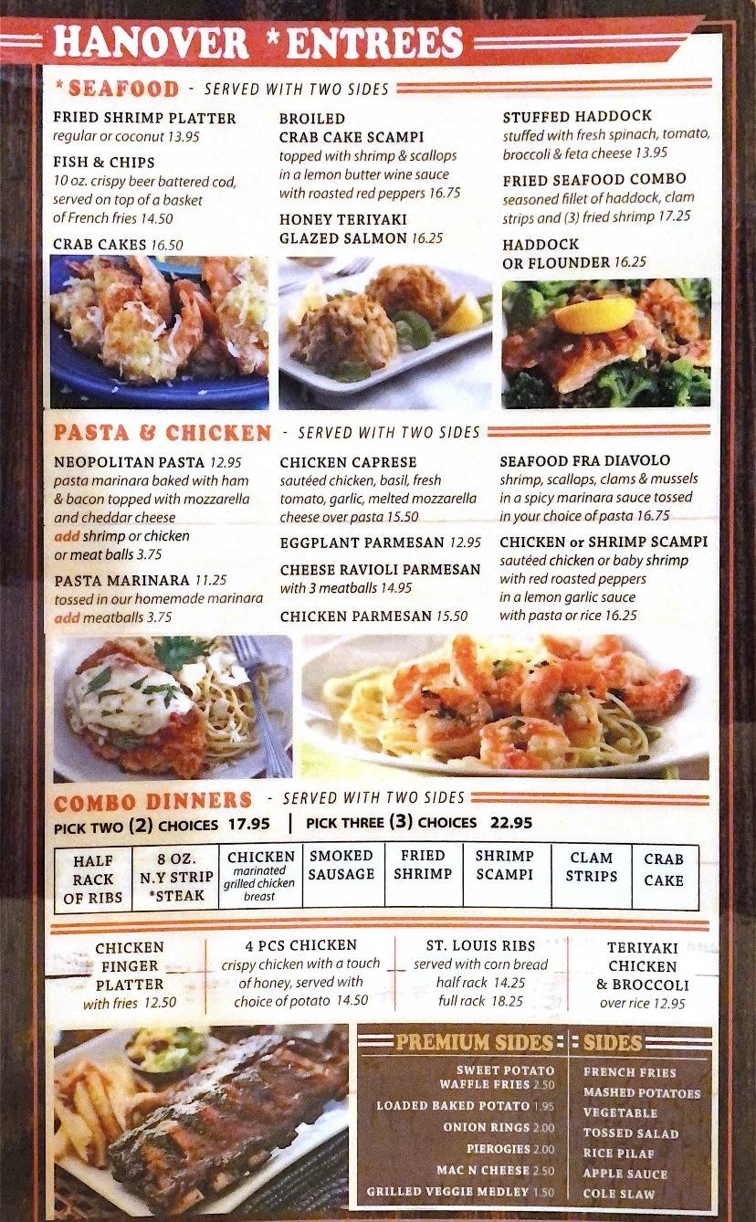 Menu at Hanover Eatery restaurant, Bethlehem