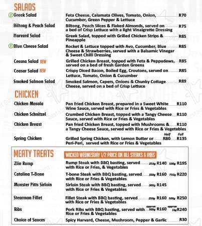 Menu at The Harvard Cafe Rand Airport, Germiston, Main Terminal Building