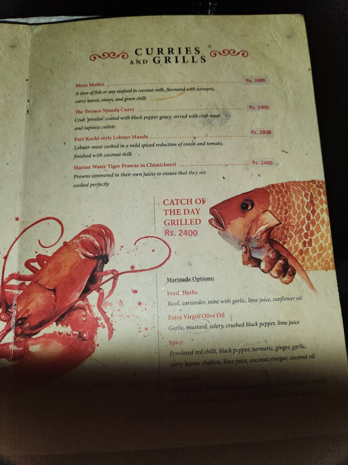 Menu at History & Terrace Grill Restaurant, Brunton Boatyard, Kochi
