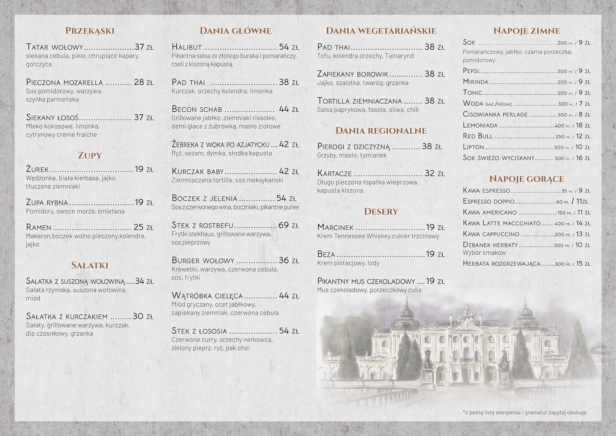 Menu at Hotel Silver restaurant, Bialystok