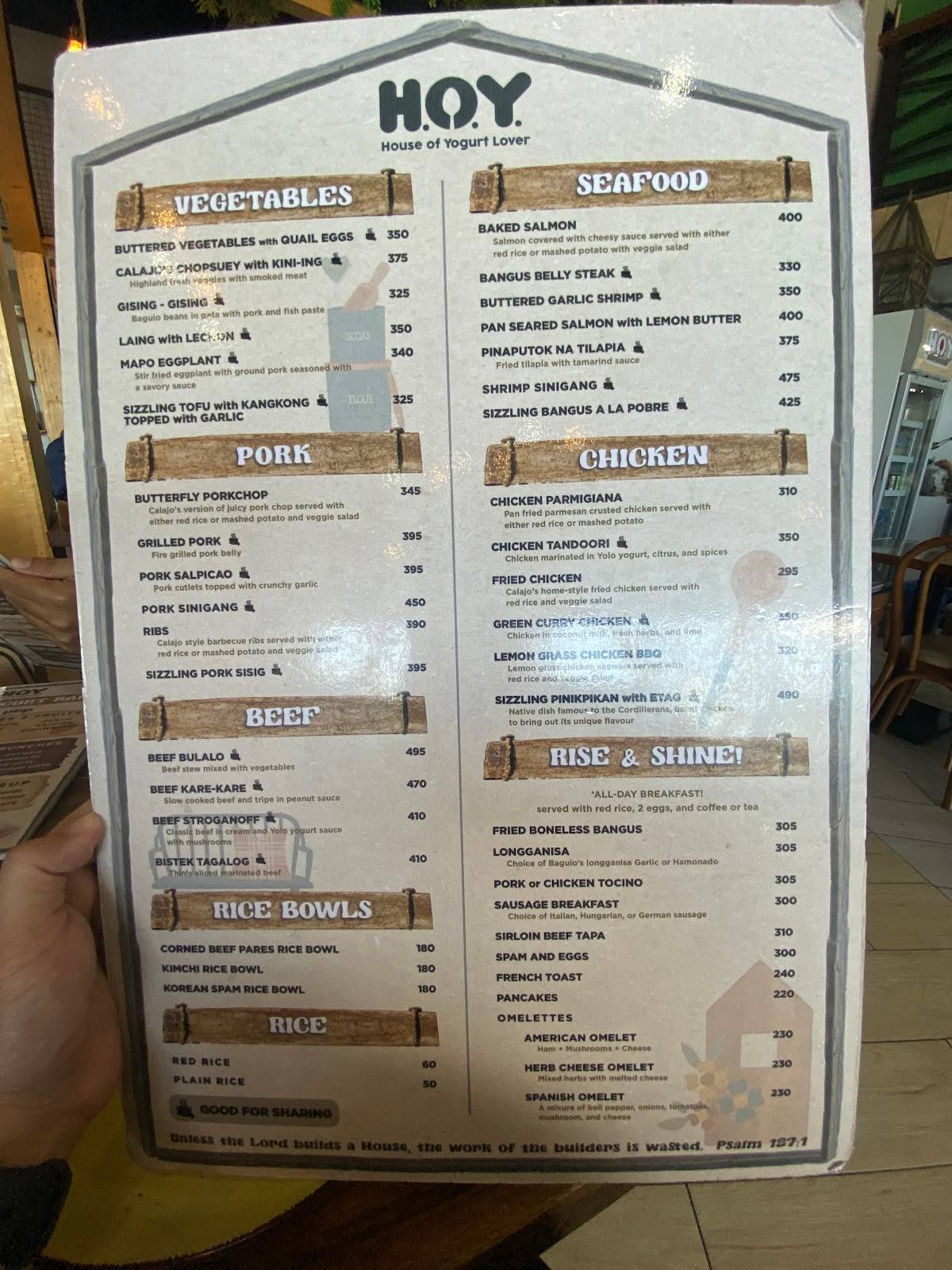 Menu at House of Yoghurt - SM City Baguio restaurant, Baguio
