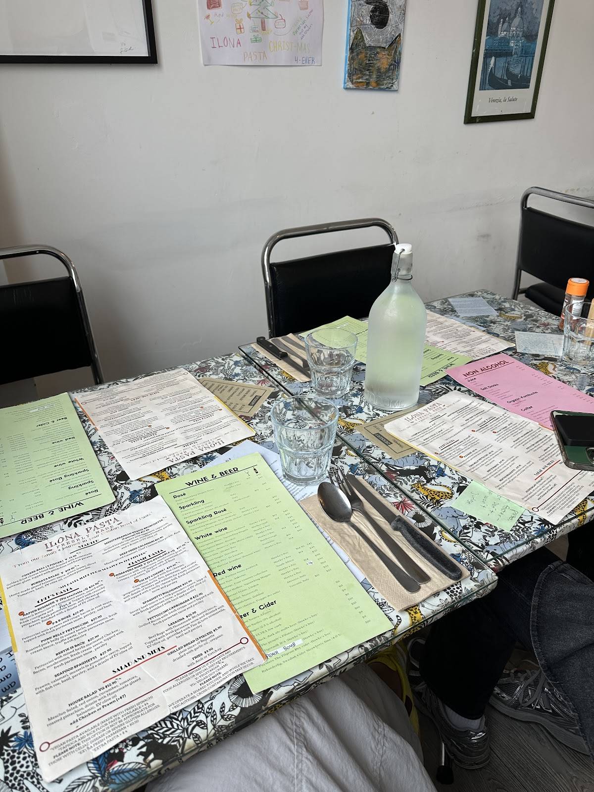 Menu at ILONA pasta restaurant, Napier