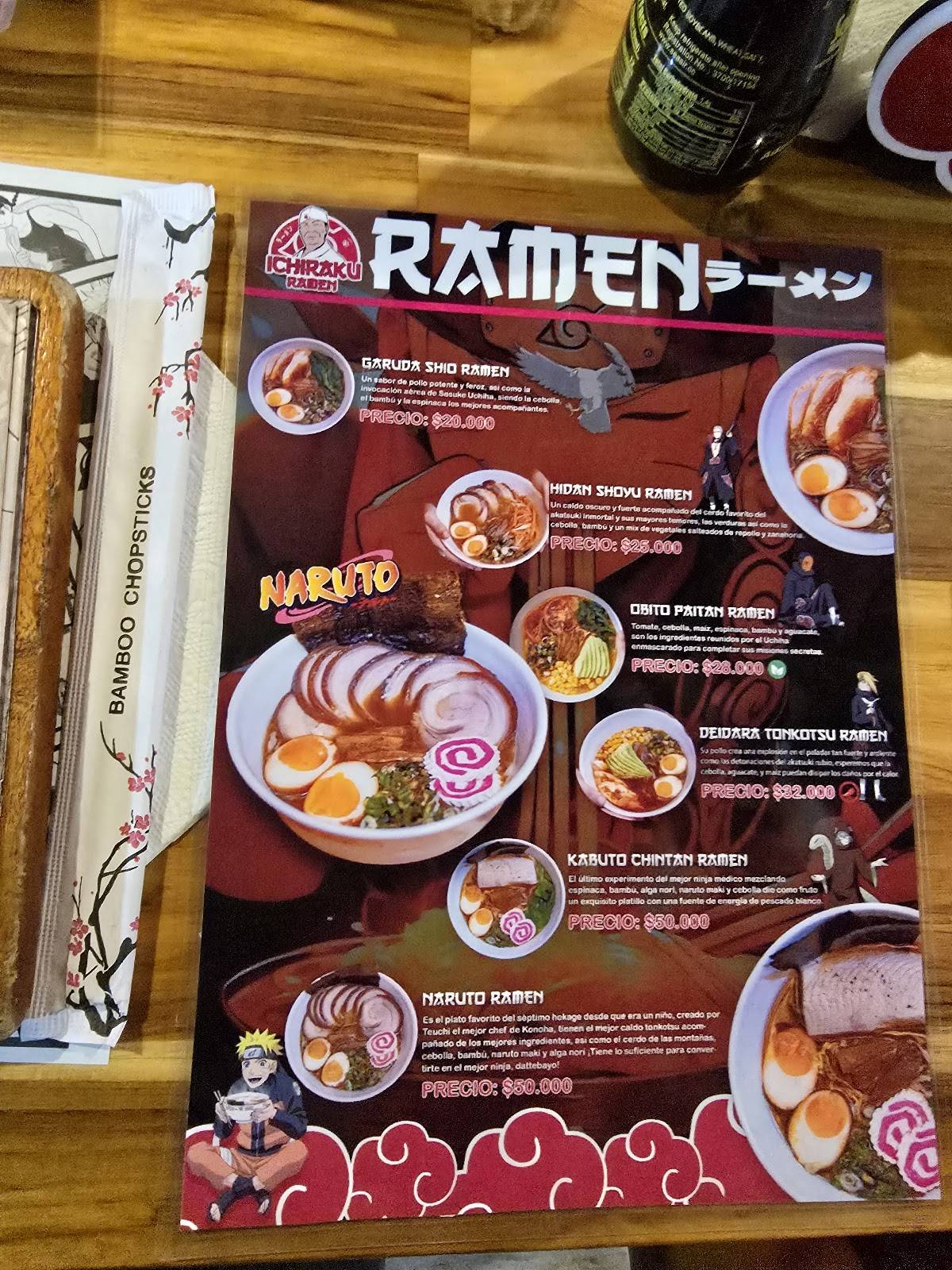 Carta del restaurante Ichiraku Ramen Bogotá Norte, Bogotá