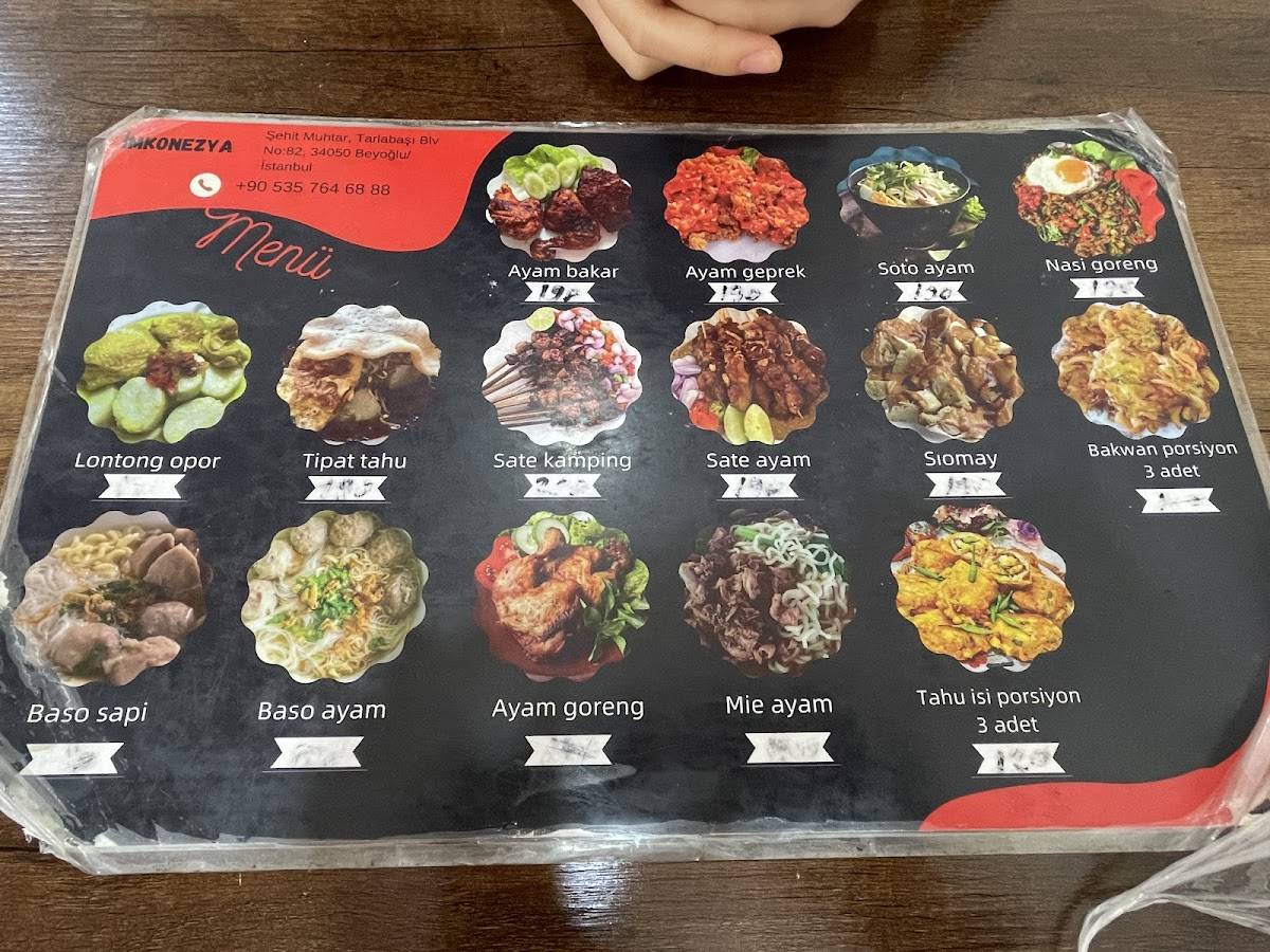 Menu at Imkonezya Far East Indonesian Cuisine, Istanbul