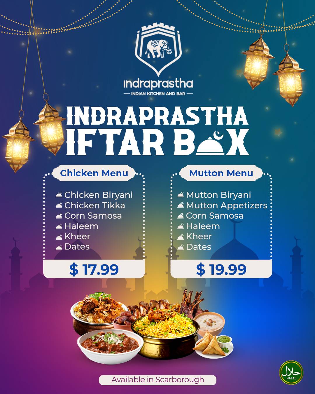 Menu at Indraprastha Indian Cuisine restaurant, Toronto