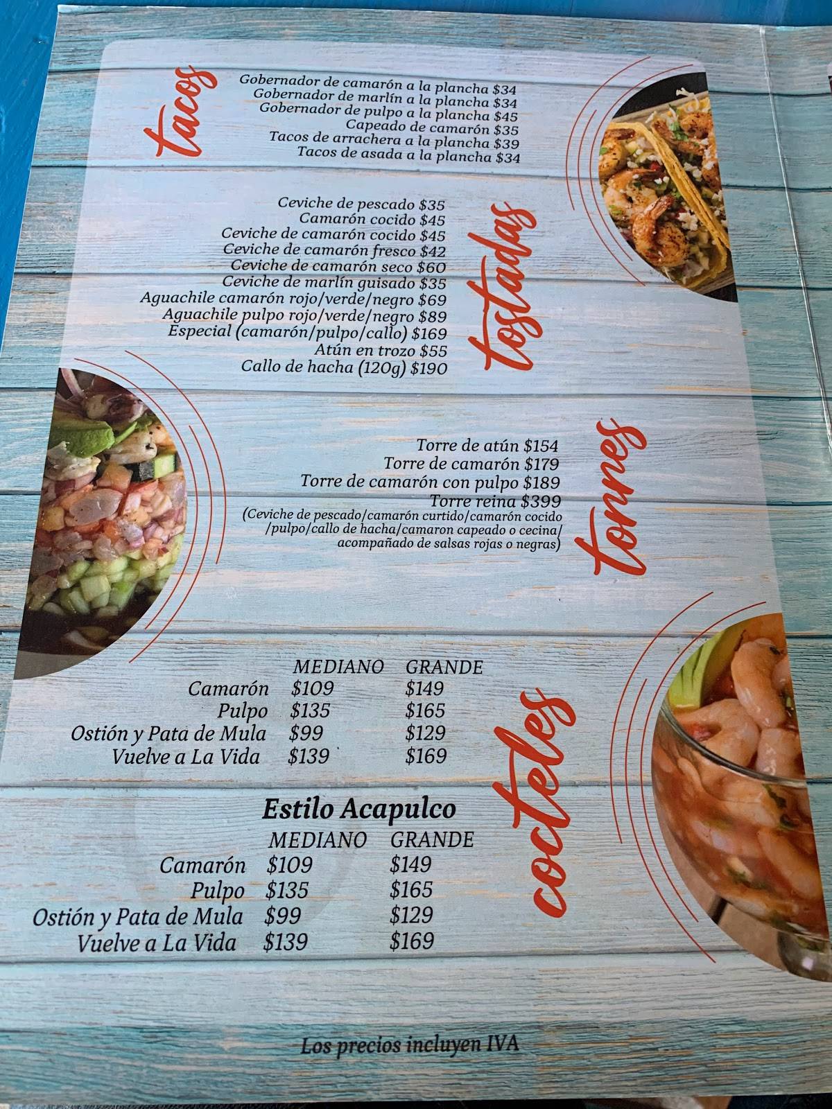 Menu at Isla Cabanna restaurant, Tlaquepaque