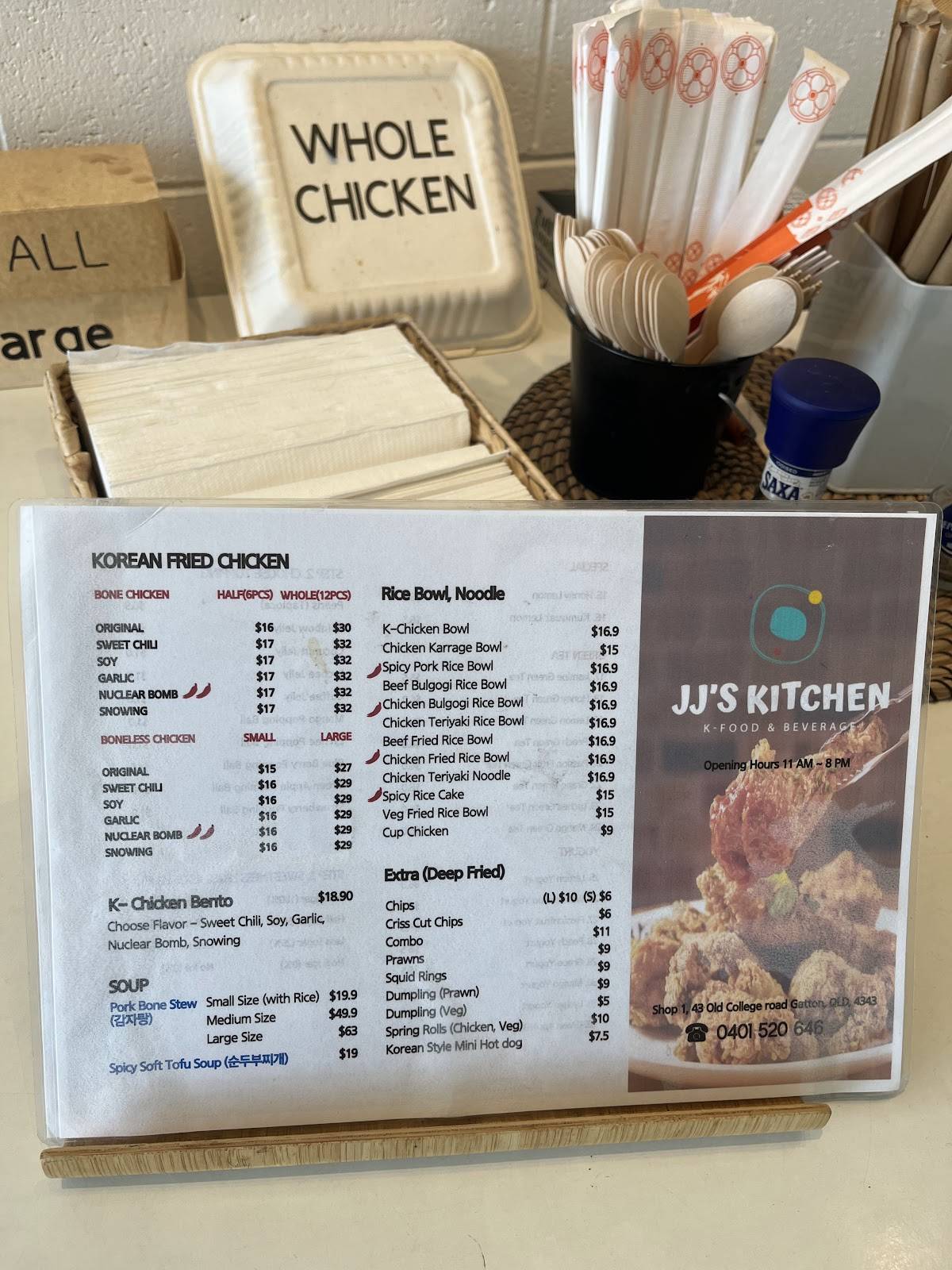 Menu at JJ's kitchen- Chicken & Bubble Tea restaurant, Gatton