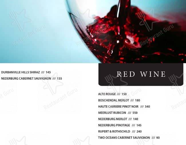 Menu at Jack Friday's pub & bar, Pretoria