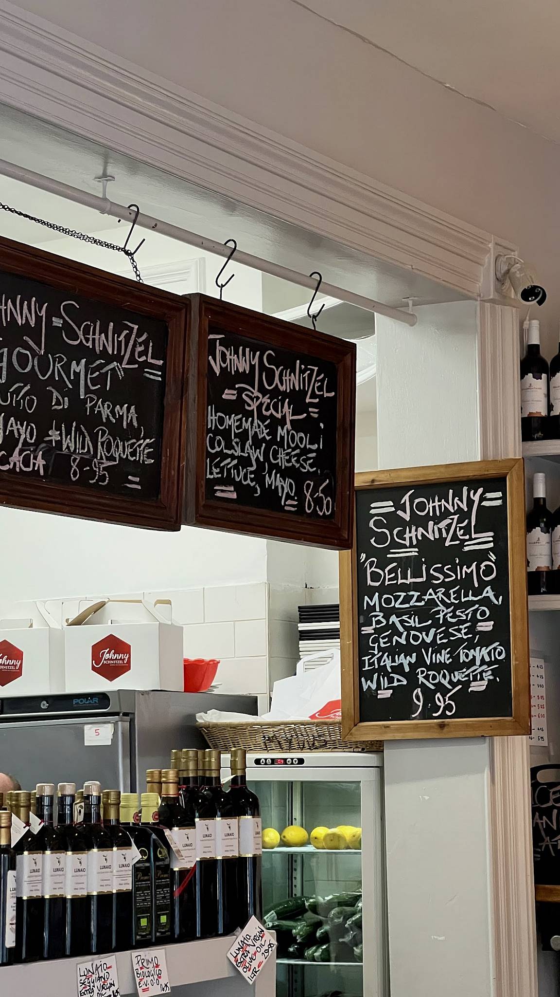 Menu at Johnny Schnitzel restaurant, London