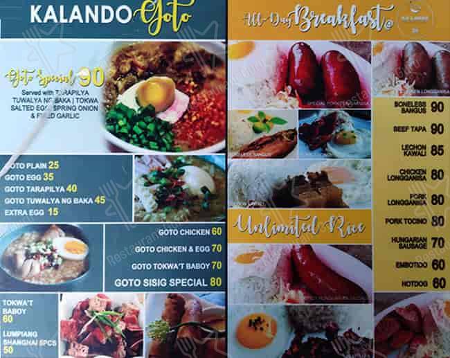 Menu at Ka Lando Goto Pares Tagapo Branch restaurant, Santa Rosa, Old ...