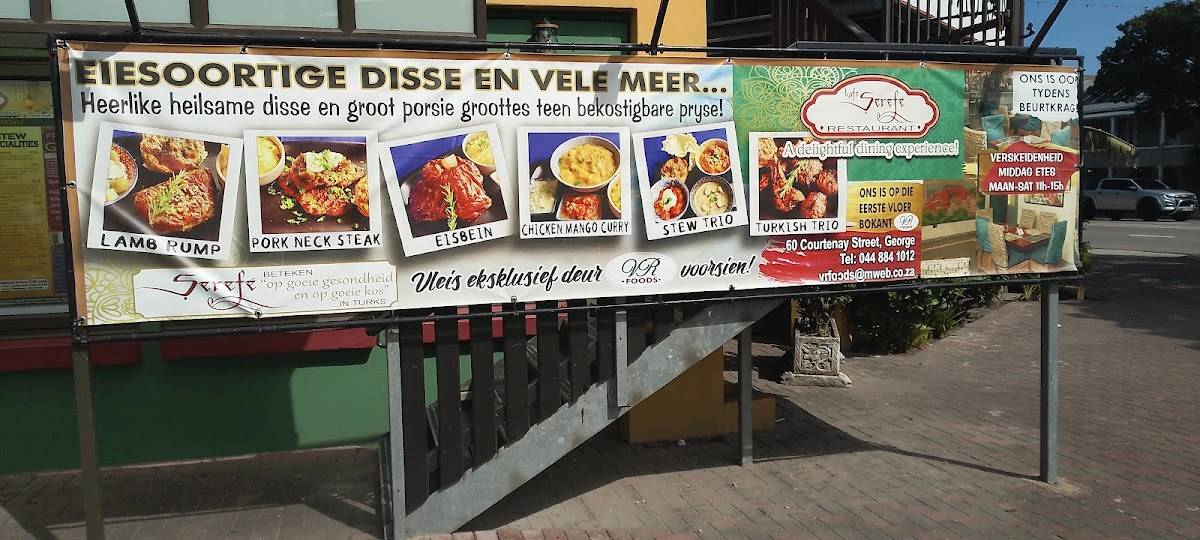 Menu at Kafe Serefe restaurant, George
