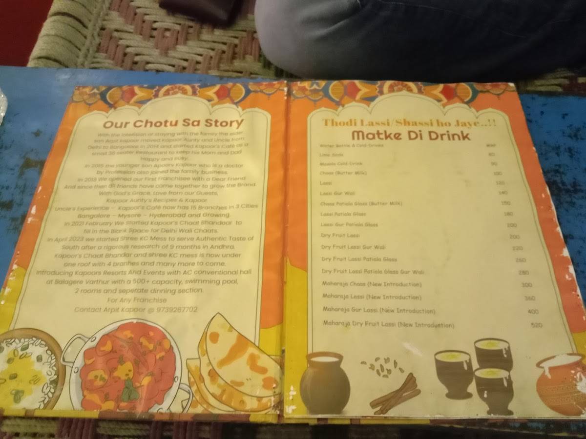Menu at Kapoor's Cafe - HSR Branch, Bengaluru, WM42+62M