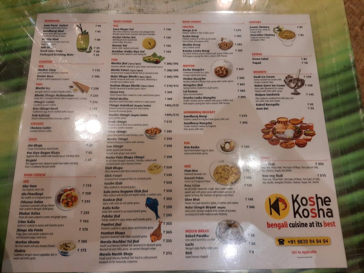 Menu at Koshe Kosha - Salt Lake, Kolkata, FE-18