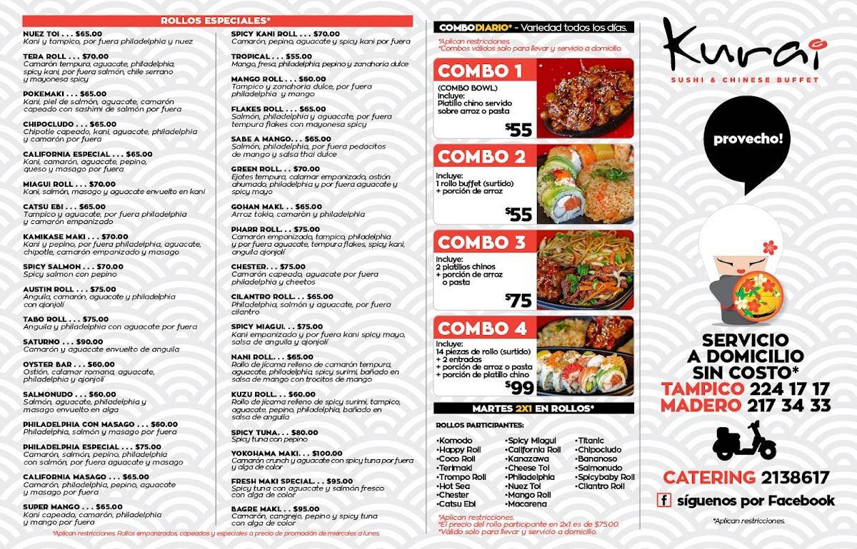Carta del restaurante Kurai Express Hidalgo Tampico, Tampico, Topacio 102