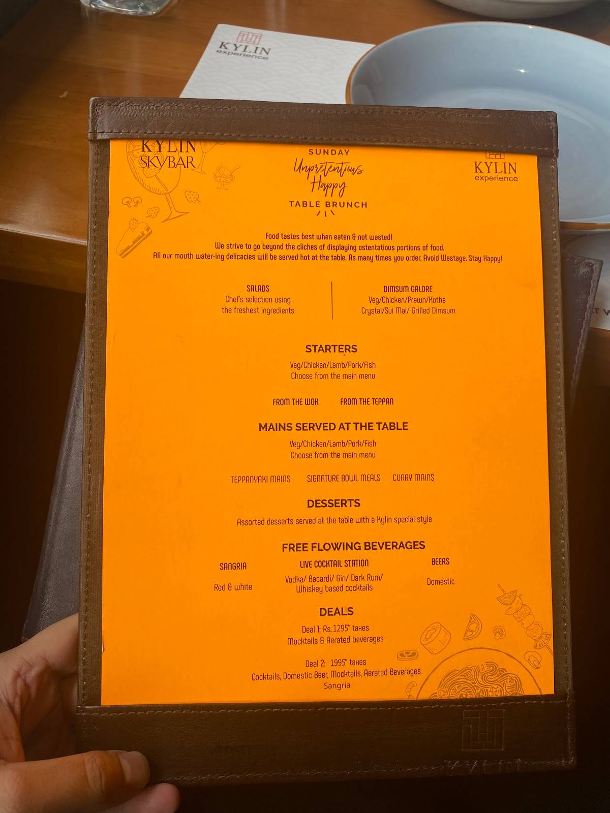 Menu at Kylin Experience, Ludhiana