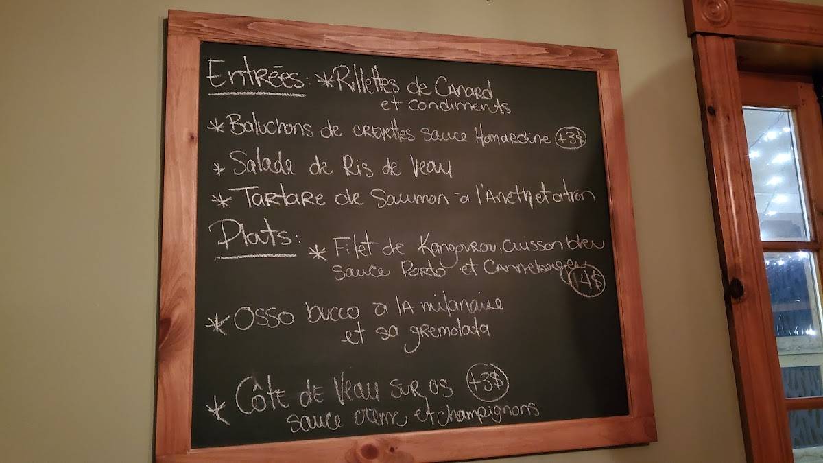 Menu au Restaurant L'Angéluc, Saint-Alexandre-de-Kamouraska