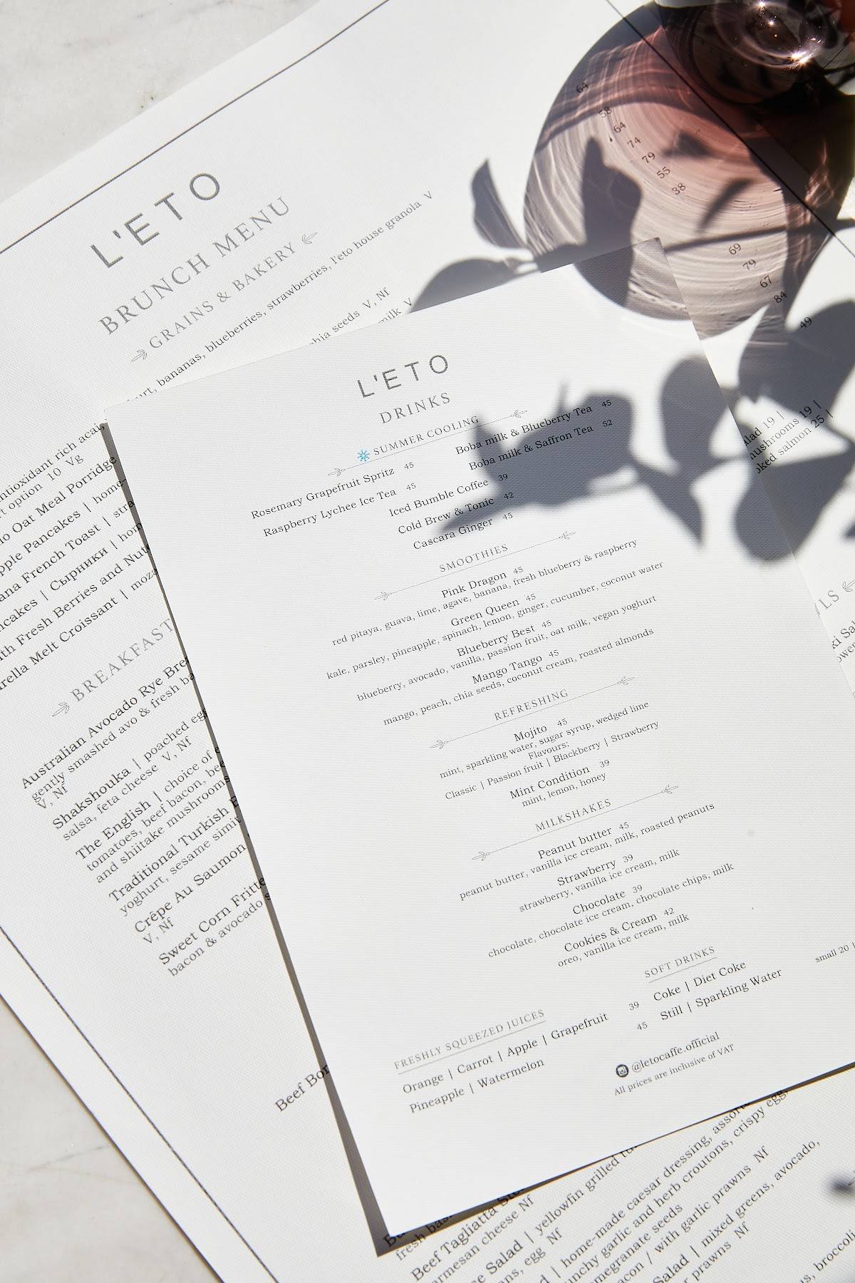 Menu at L'ETO cafe, Dubai, Dubai Dubai Hills Mall - Umm Suqeim street ...
