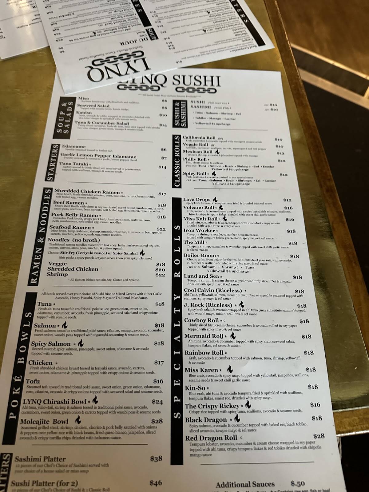 Menu at LYNQ restaurant, Fort Myers, Summerlin Rd #223