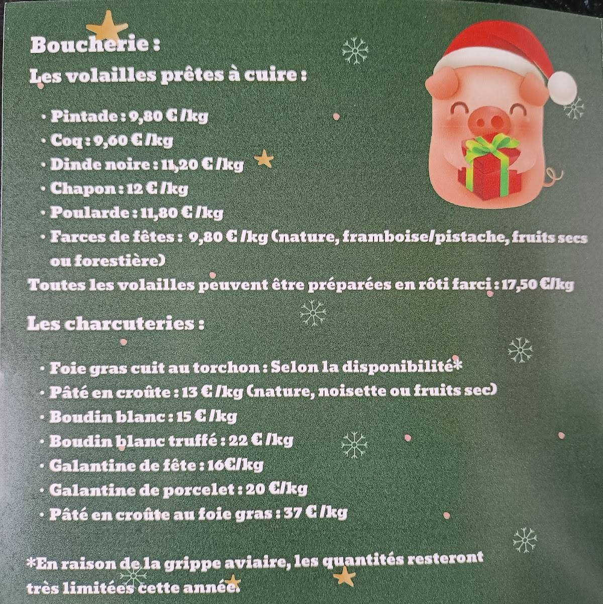 Menu au Ferme Auberge du Pré Molaine restaurant, Ablain-Saint-Nazaire ...
