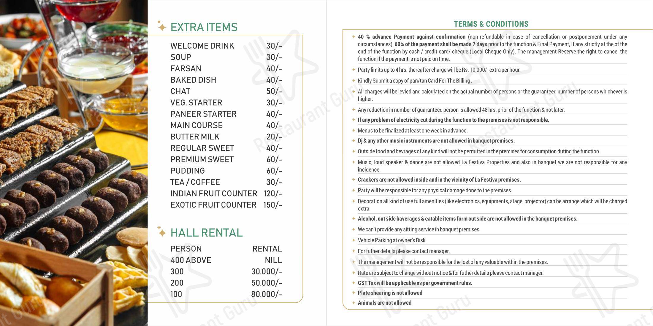 Menu at La Festiva Restaurant & Banquet, Ahmedabad