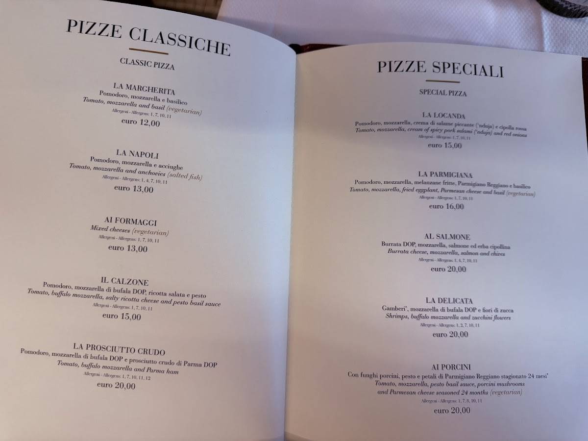 Menu da La Locanda del Gatto Rosso ristorante, Milano, Via Ugo Foscolo