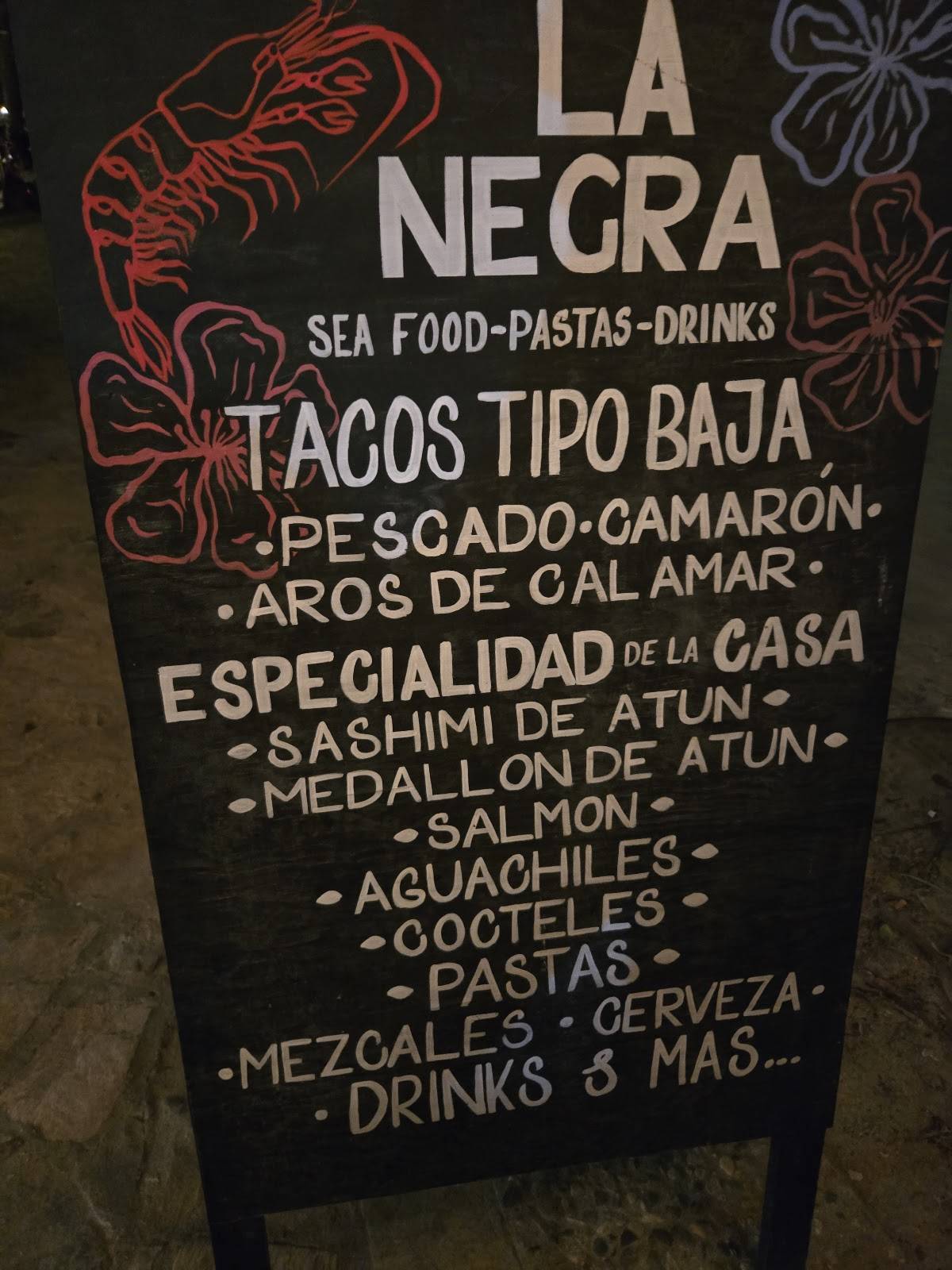 Carta de La Negra Resto-Bar, Mazunte
