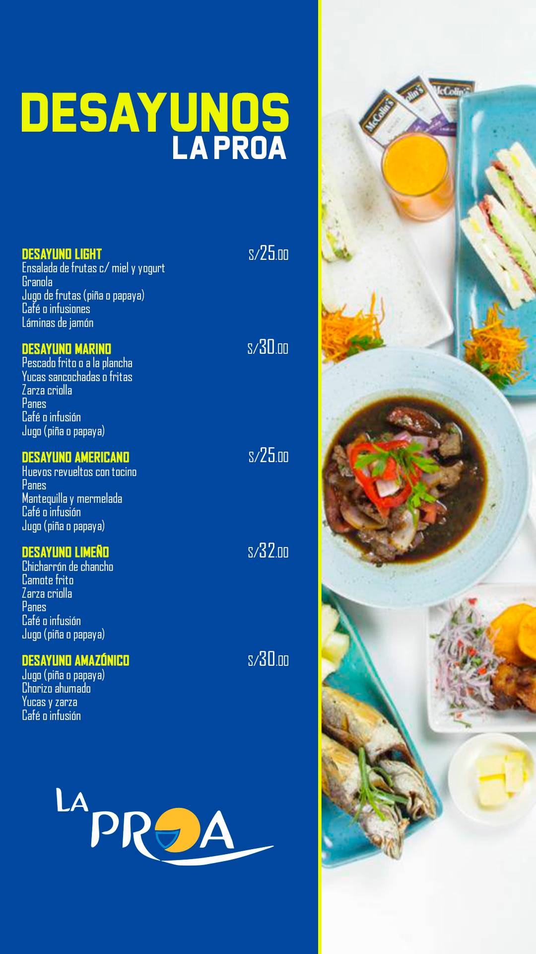 Carta del restaurante La Proa, Pimentel, Calle Nueva Estacion Nº 116 ...