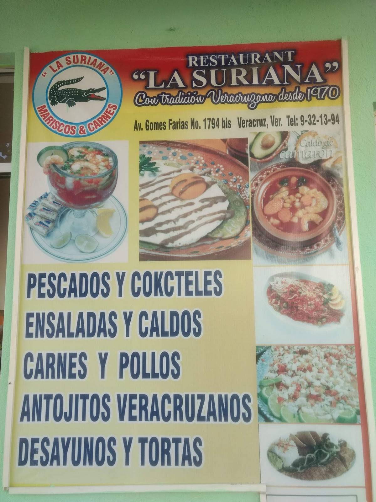 Carta del restaurante La Suriana, Veracruz, Av. Valentín Gómez Farías 1794