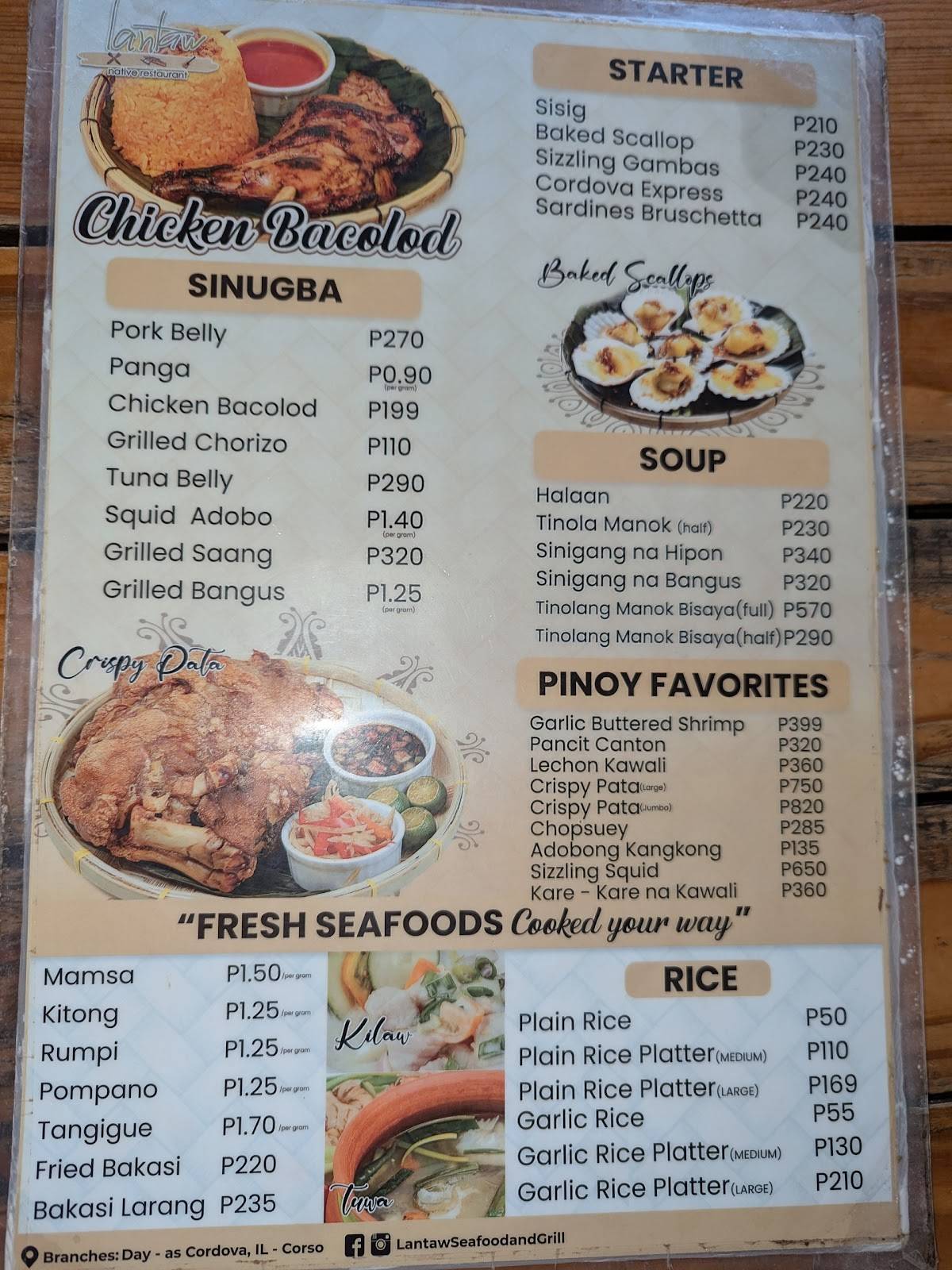 Menu at Lantaw Native Restaurant - Cordova, Cebu City