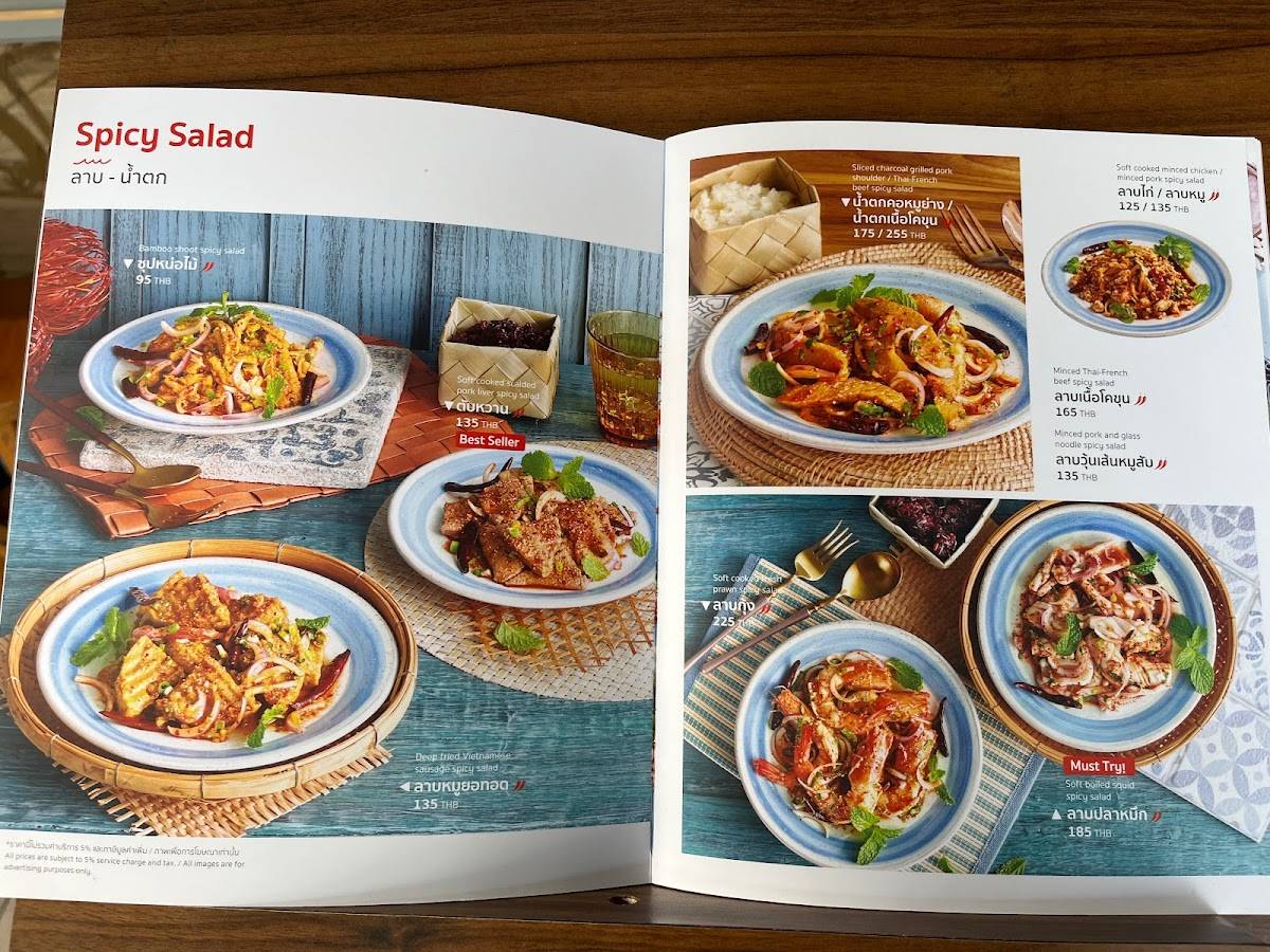 Menu at lay lao - Silom restaurant, Bangkok, 56 Si Lom