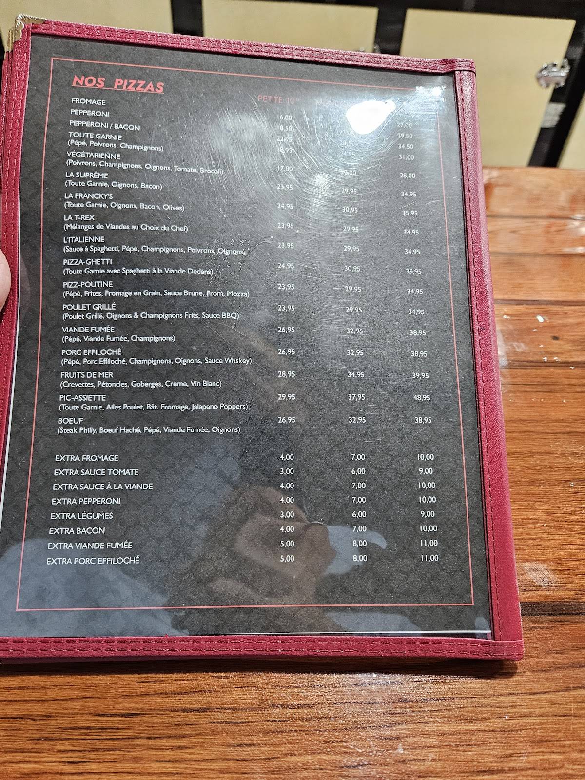 Menu au Restaurant Le Francky's, Berthierville