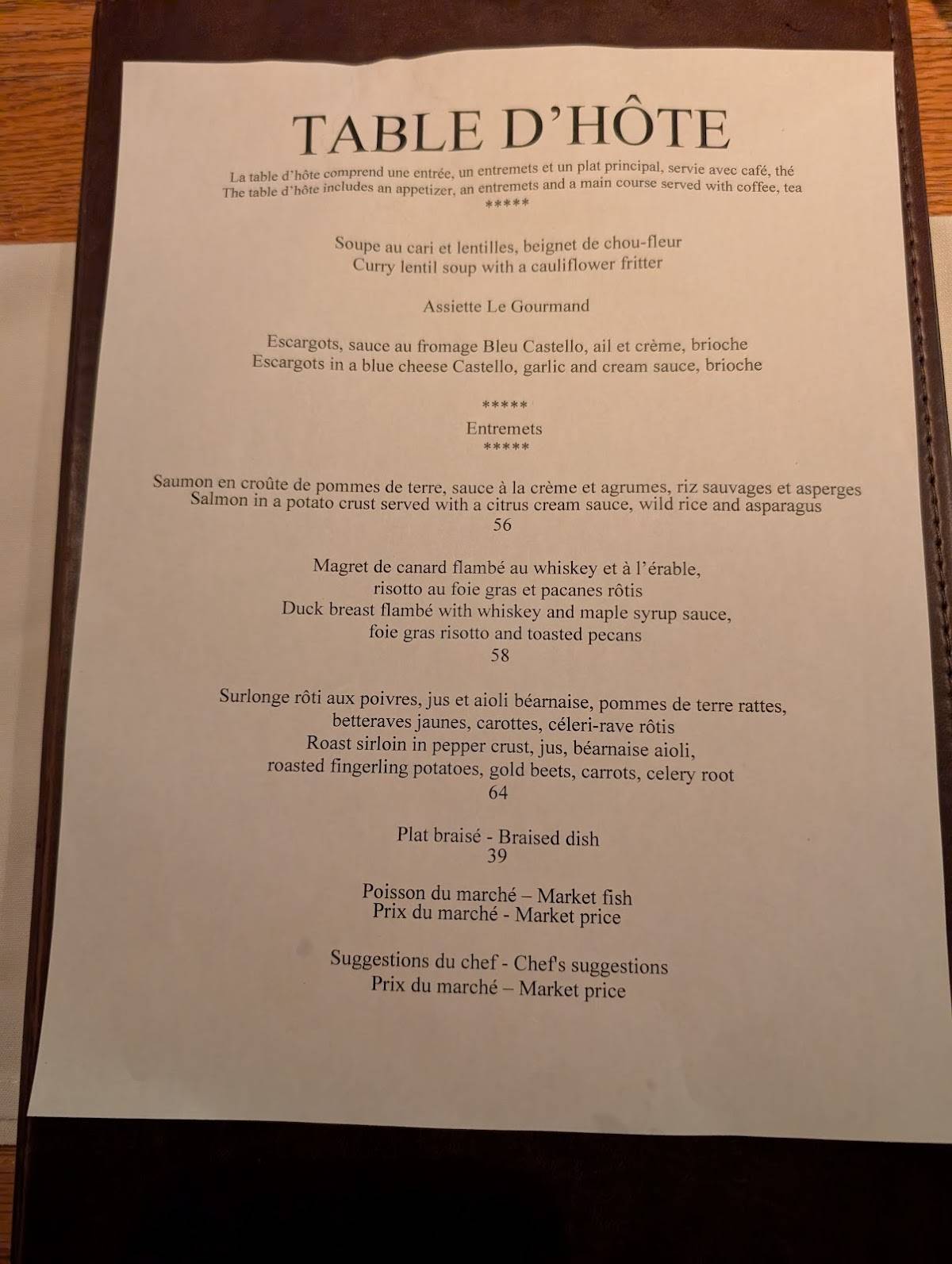 Menu at Restaurant Le Gourmand, Pointe-Claire