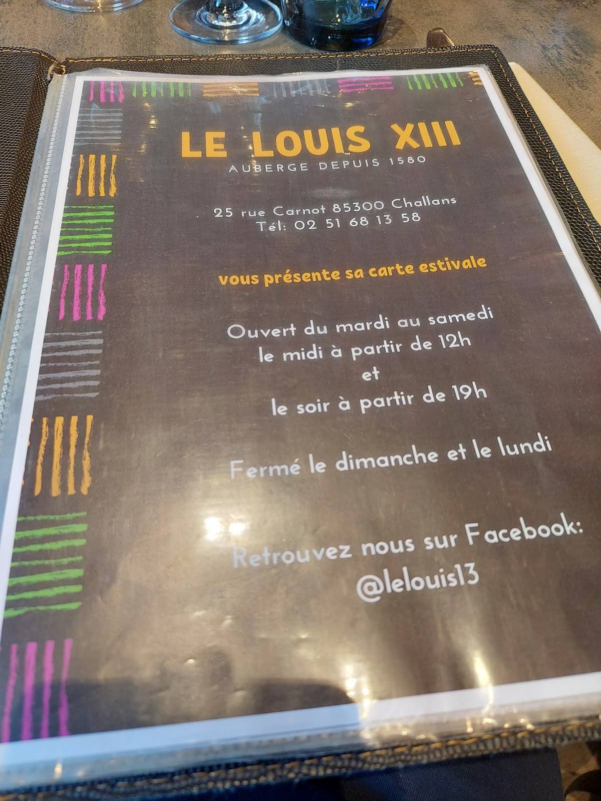 Menu au Restaurant Le Louis XIII, Challans