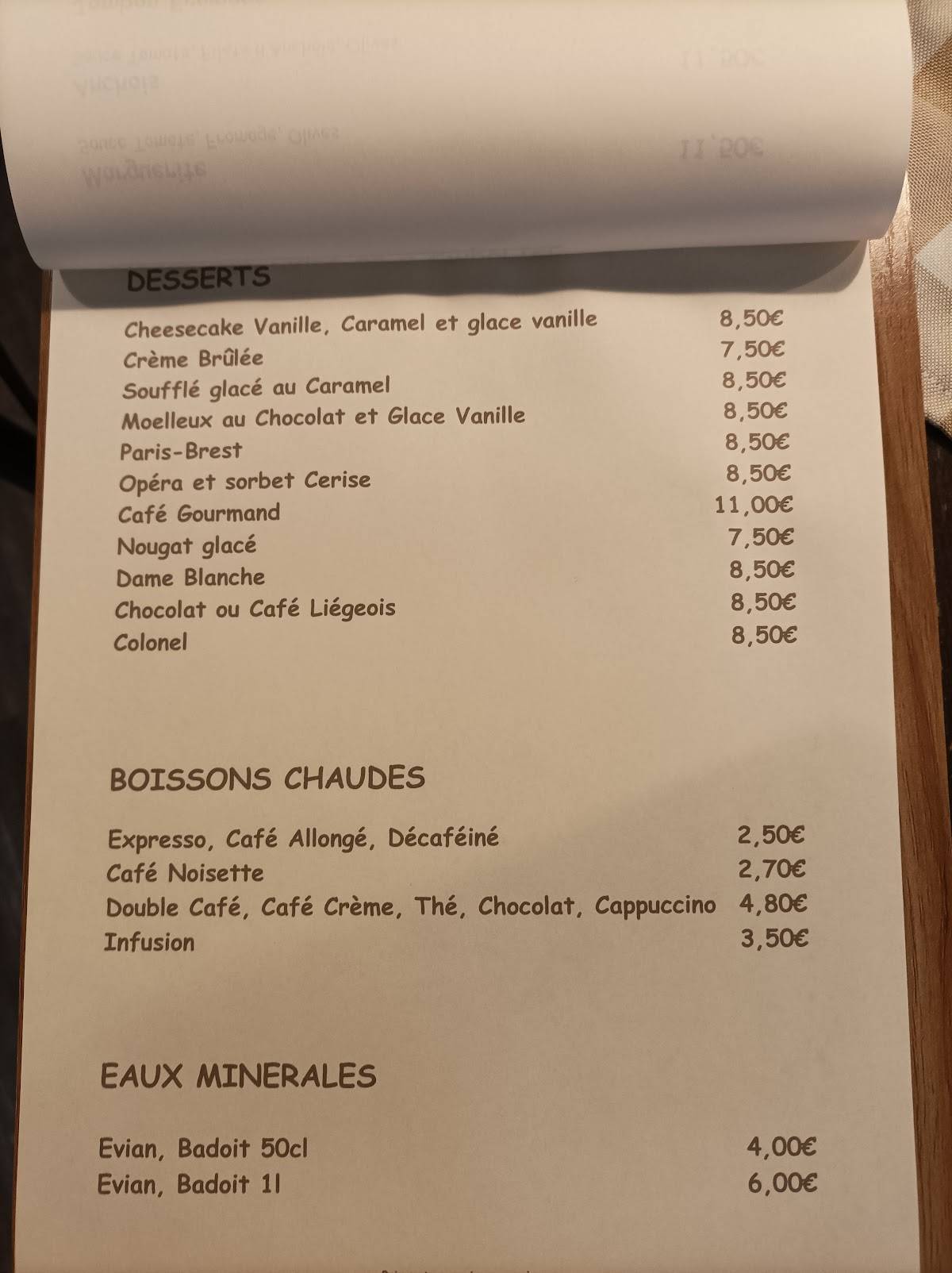 Menu au Le passage restaurant, Mandelieu-la-Napoule