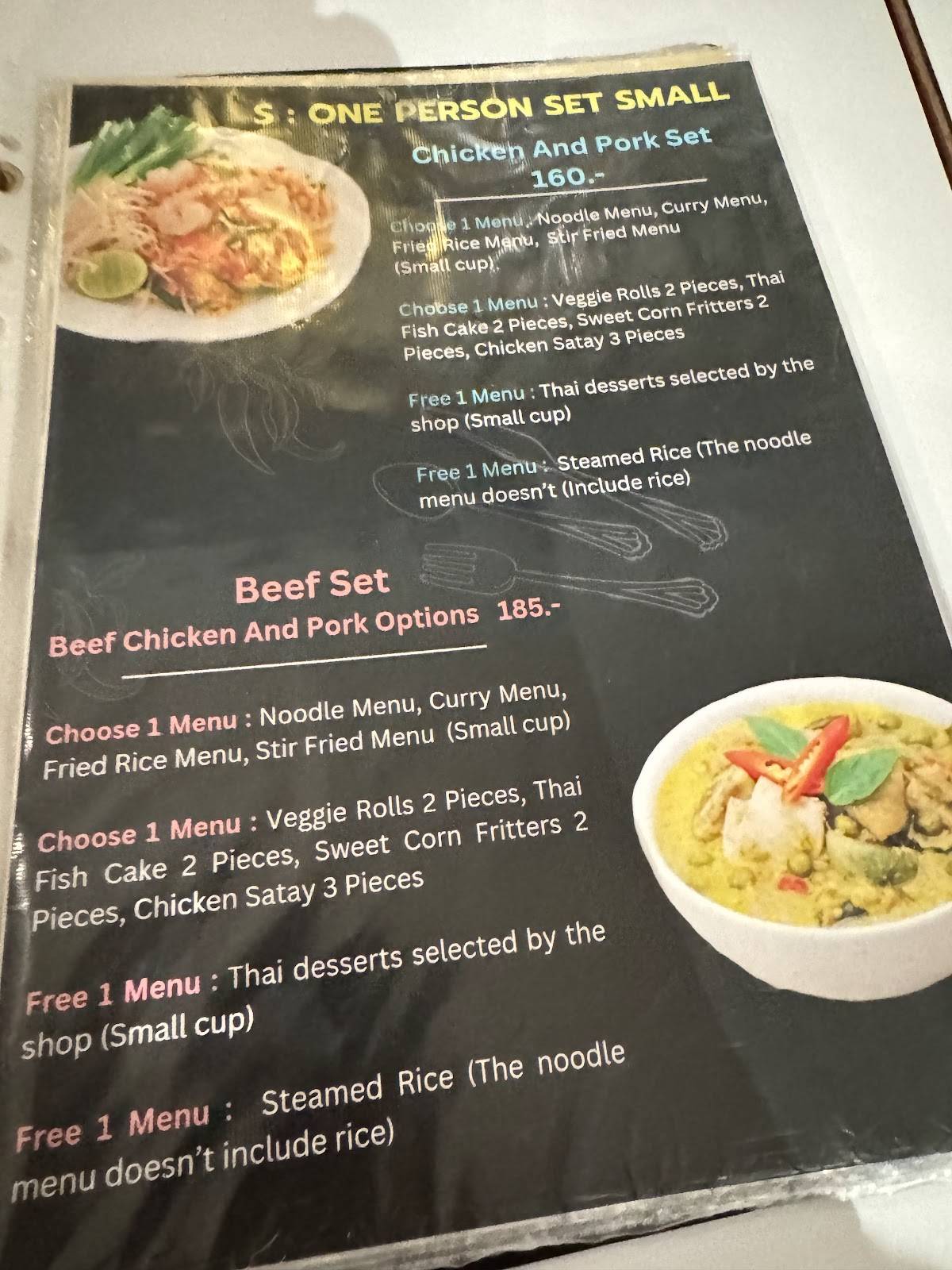 Menu at Lemongrass Thai Cuisine restaurant, Chiang Mai