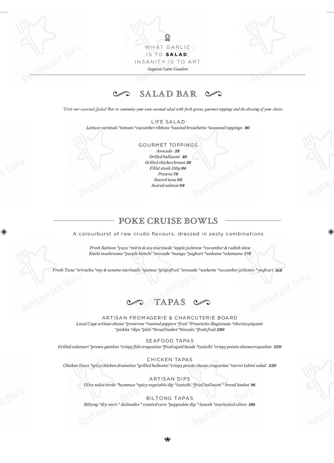 Menu at Life Grand Cafe Mall of the South, Johannesburg South