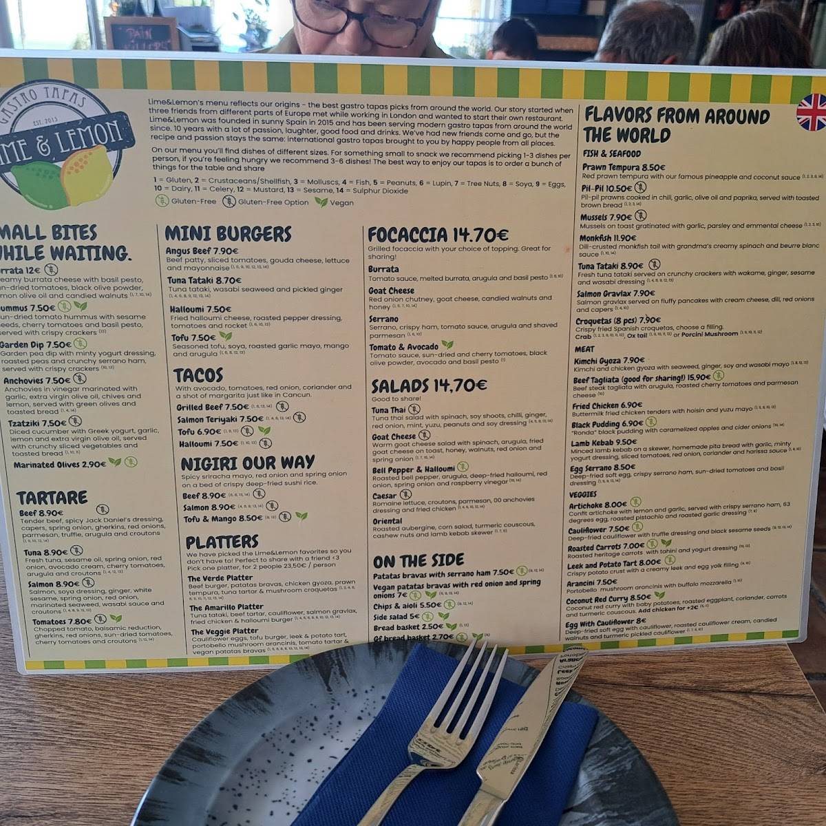 Menu at Lime & Lemon restaurant, Benalmádena, edificio MAITE 1