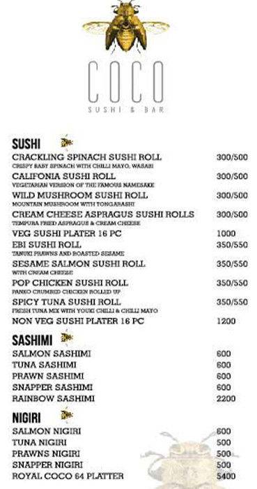 Menu at Living Room by Coco, Pune