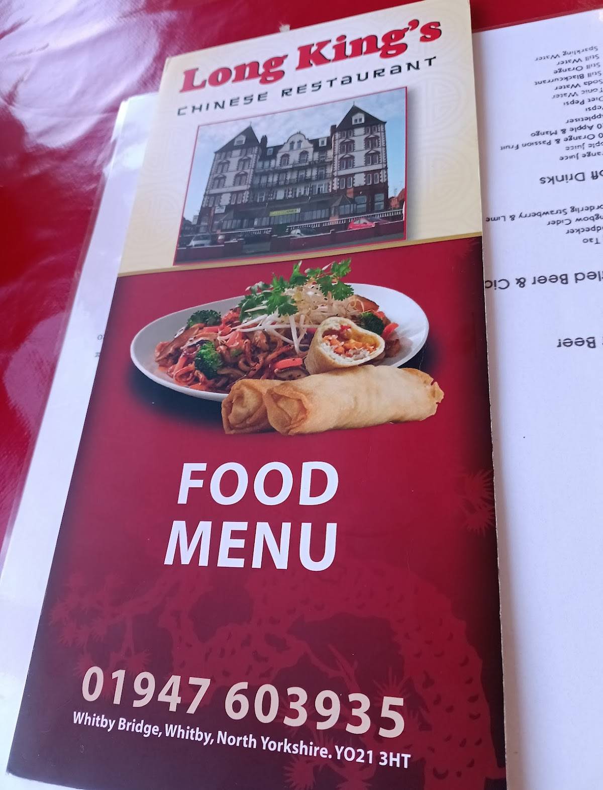 Menu at Long King Chinese Restaurant, Whitby