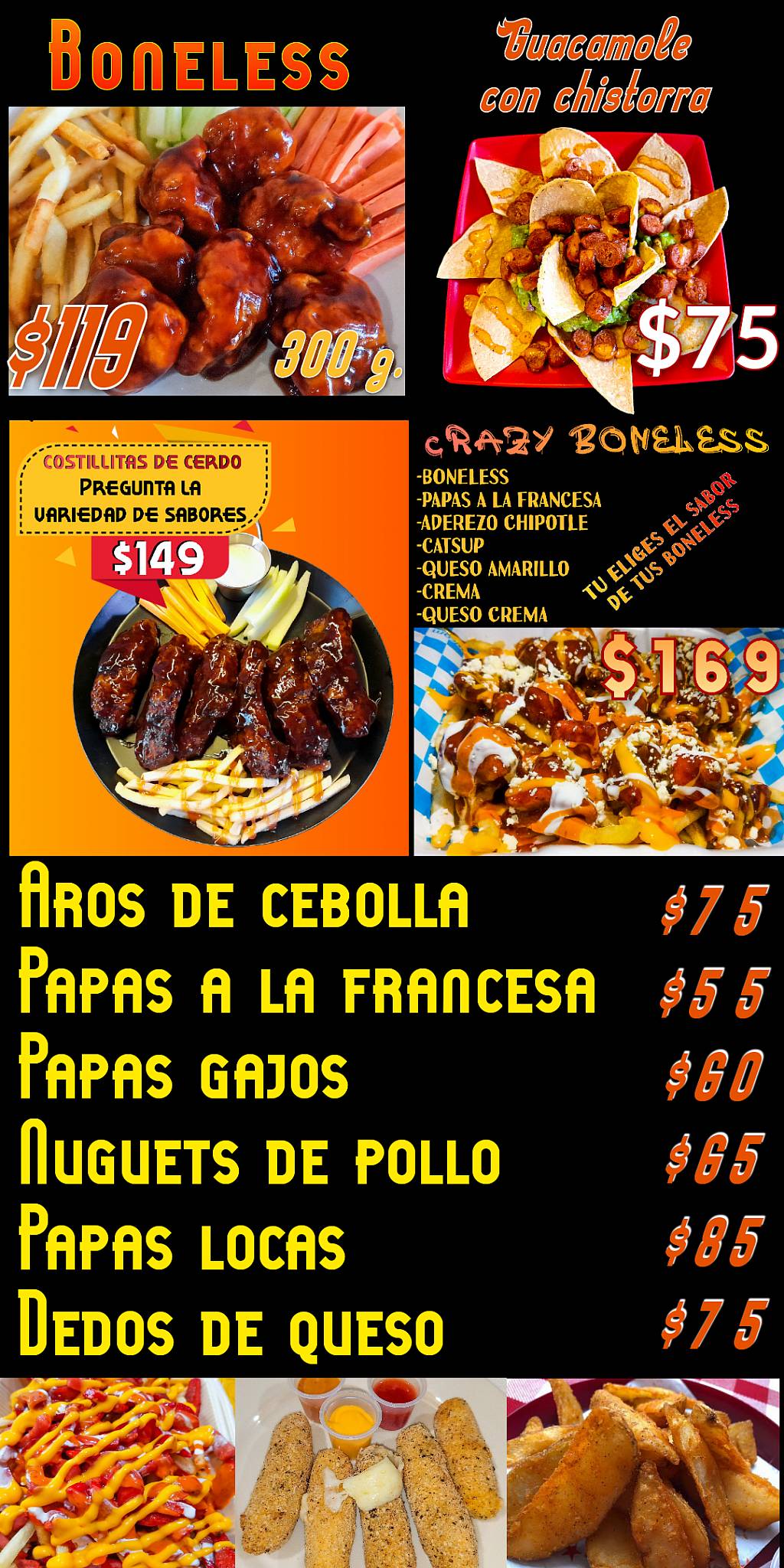 Menu at Mr. Burger restaurant, Palenque